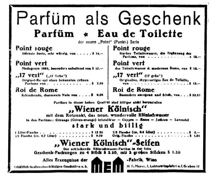 Roi de Rome by MEM Company / M. E. Mayer » Reviews & Perfume Facts